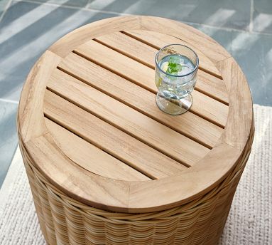 Westport Wicker Storage Outdoor Side Table | Pottery Barn