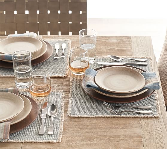 Larkin Reactive Glaze Stoneware 16-Piece Dinnerware Set | Pottery Barn