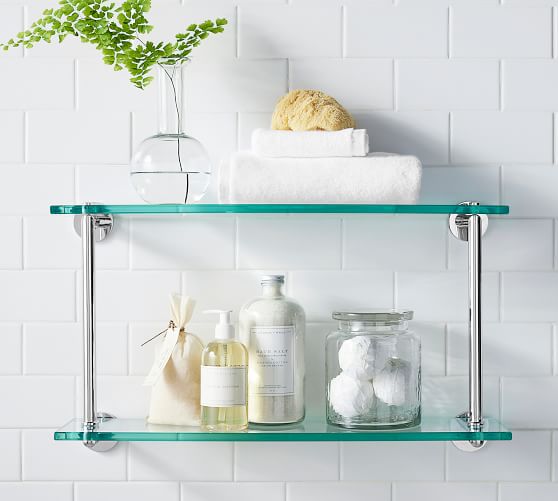 Linden Double Glass Shelf | Pottery Barn