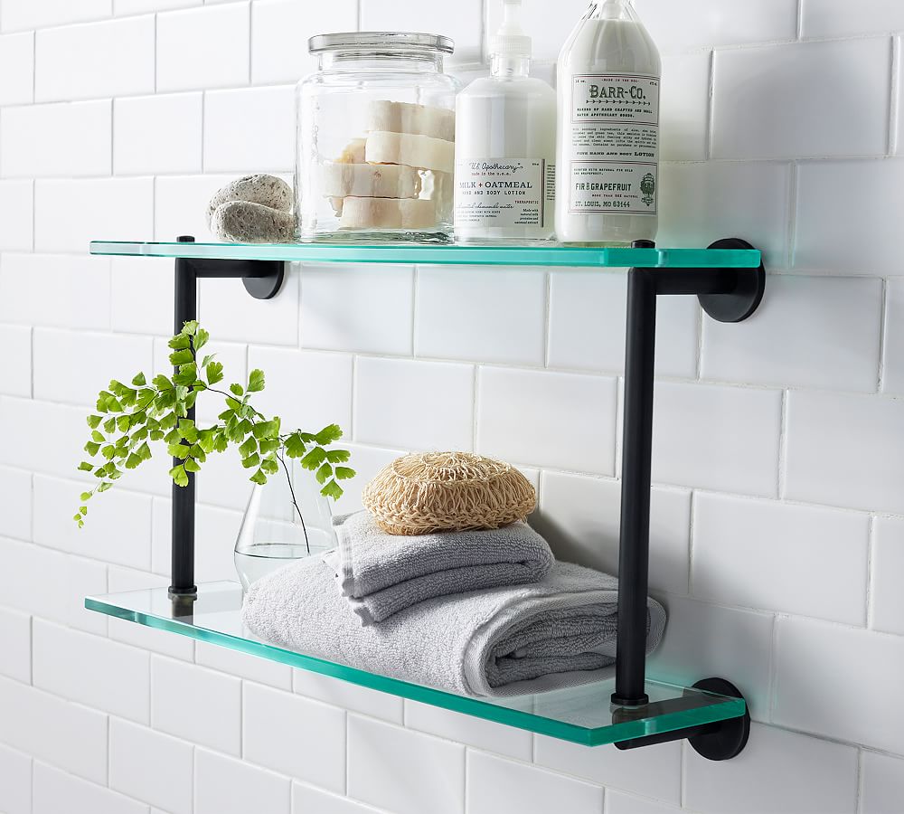 Linden Double Glass Shelf | Pottery Barn