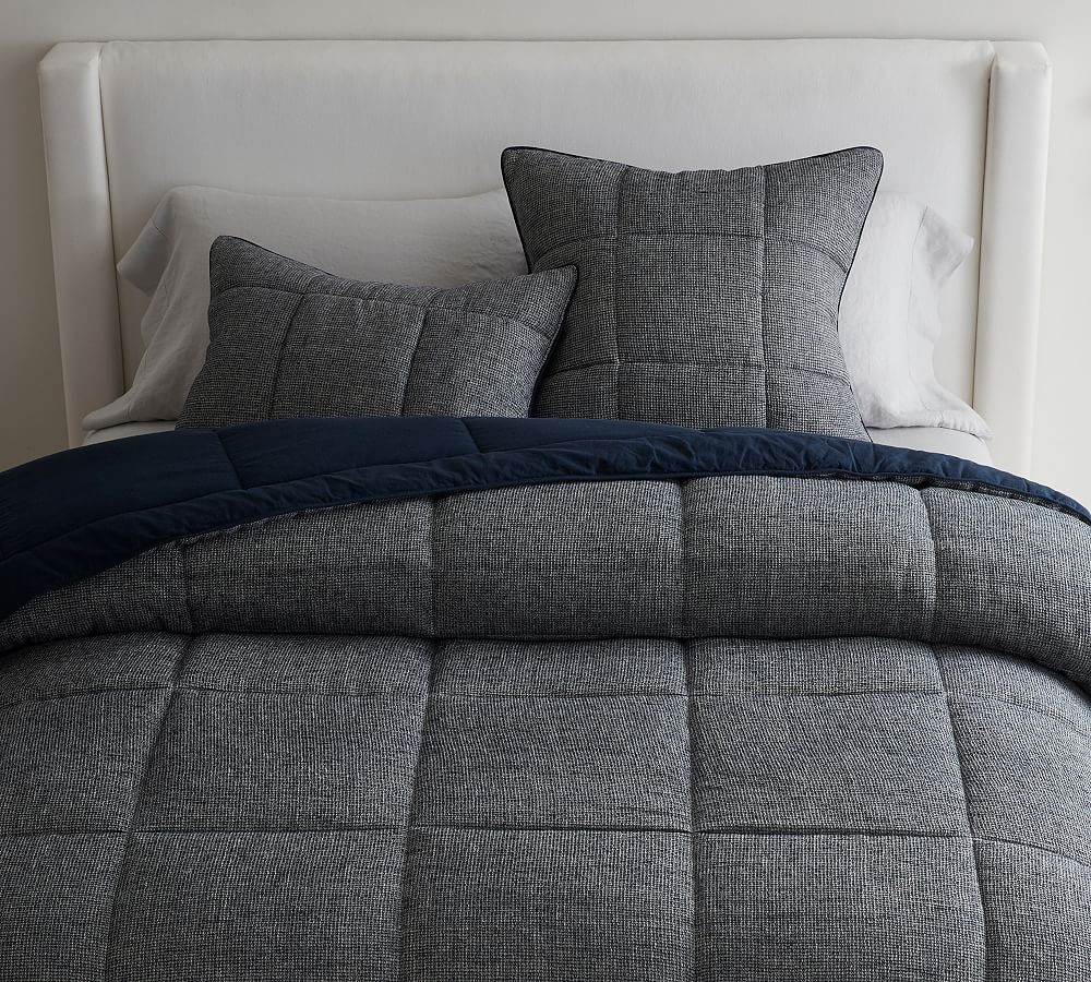 European Flax Linen Waffle Comforter Sham | Pottery Barn
