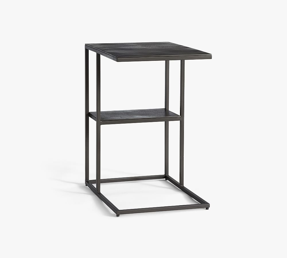 Duke Rectangular Metal C-Table with Shelf | Pottery Barn
