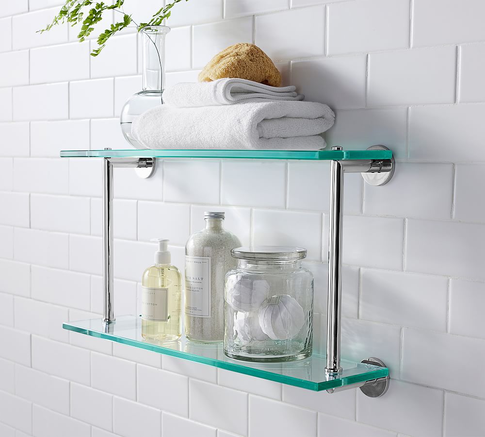 Linden Double Glass Shelf | Pottery Barn