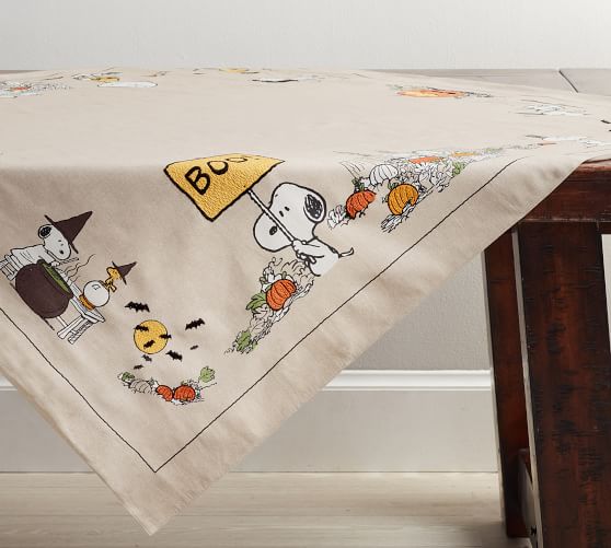 Peanuts™ Cotton/Linen Table Throw | Pottery Barn