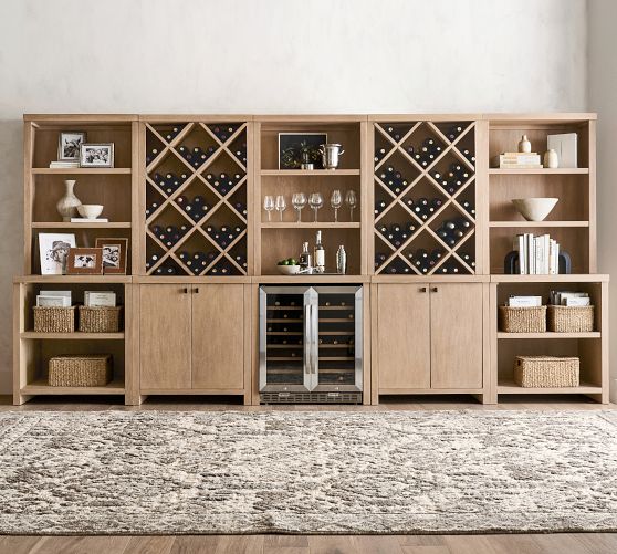Modern Farmhouse 170" Grand Wine Storage with Cabinets | Pottery Barn
