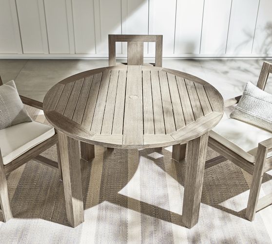 Indio Eucalyptus Round Extending Outdoor Dining Table | Pottery Barn