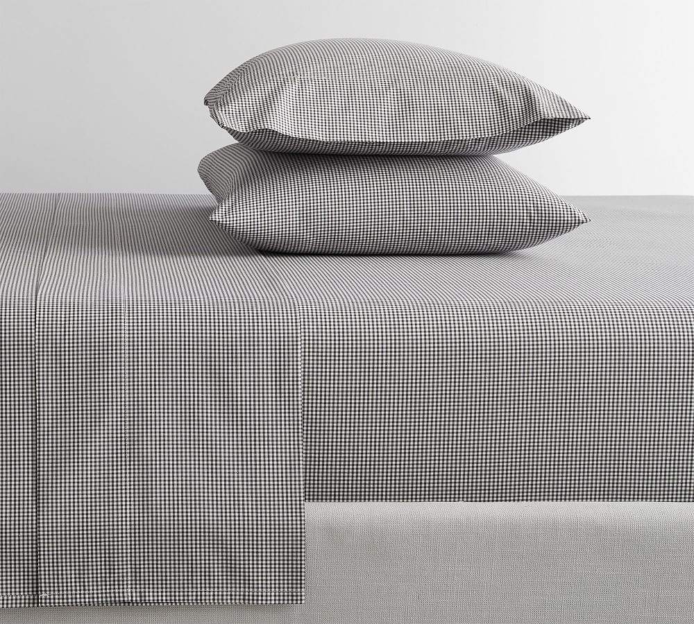 Micro Gingham Organic Percale Sheet Set | Pottery Barn