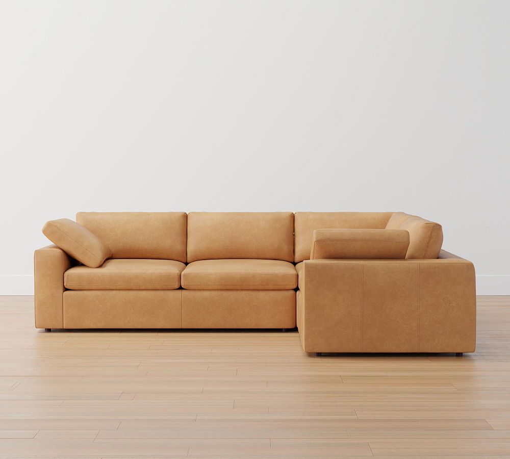 Dream Wide Arm Leather 3-Piece Sectional (120") | Pottery Barn