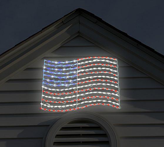 Lit LED Patriotic Flag | Pottery Barn
