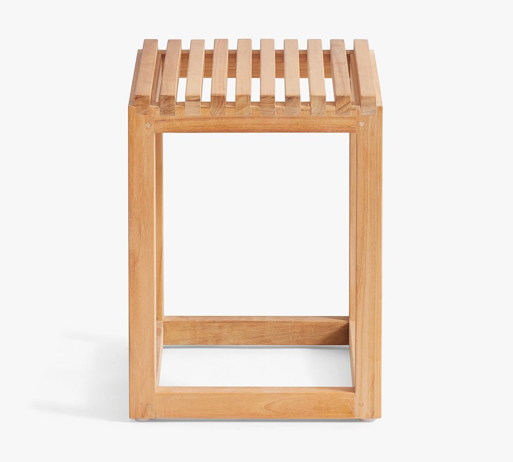 Teak Slatted Stool | Pottery Barn