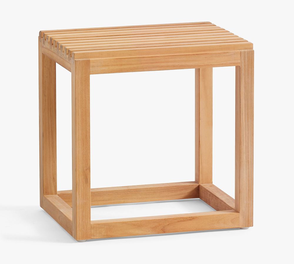 Teak Slatted Stool | Pottery Barn
