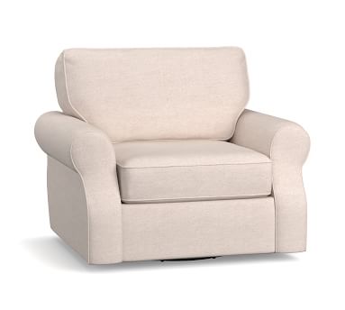 Fremont Roll Arm Upholstered Swivel Armchair Pottery Barn