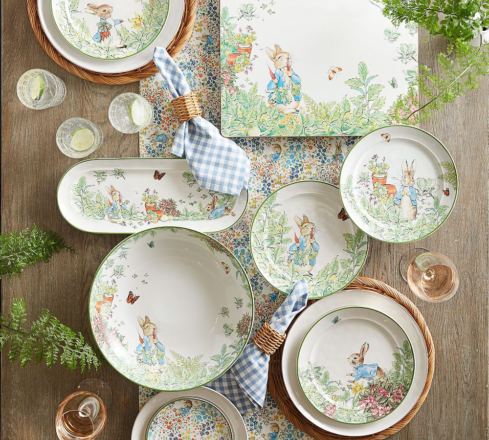 Peter Rabbit™ Floral Stoneware Appetizer Plates - Set of 4 | Pottery Barn
