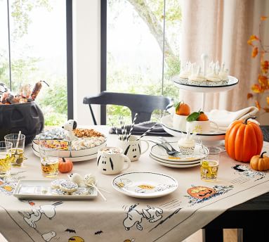 Peanuts™ Cotton/Linen Table Throw | Pottery Barn