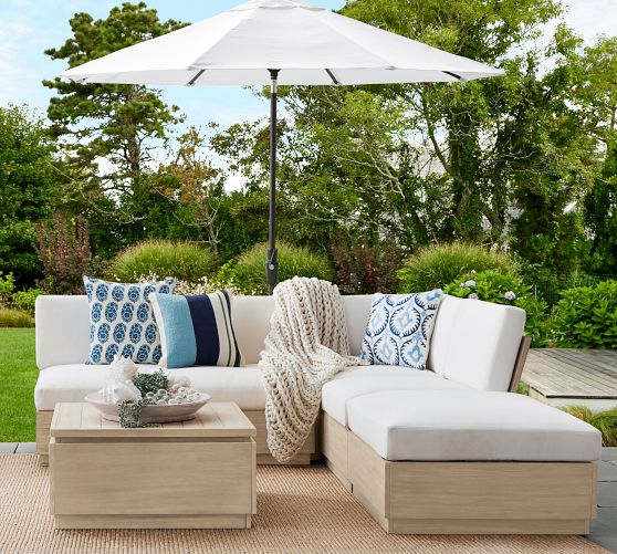 Indio Eucalyptus Modern Platform 4-Piece Outdoor Sectional Set ...