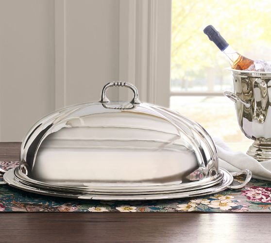 Heritage Silver Oval Turkey Platter | Pottery Barn