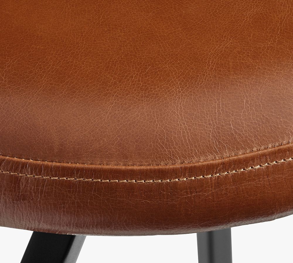 Hardy Leather Backless Swivel Counter Stool | Pottery Barn