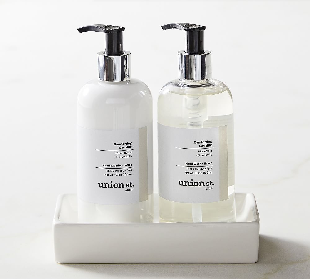 Union St. Elixir Comforting Oat Milk Soap & Lotion Caddy Set | Pottery Barn
