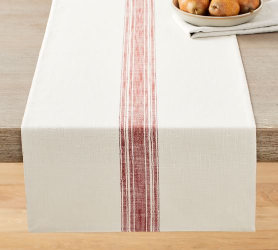 French Striped Organic Cotton Grain Sack Table Runner | Pottery Barn