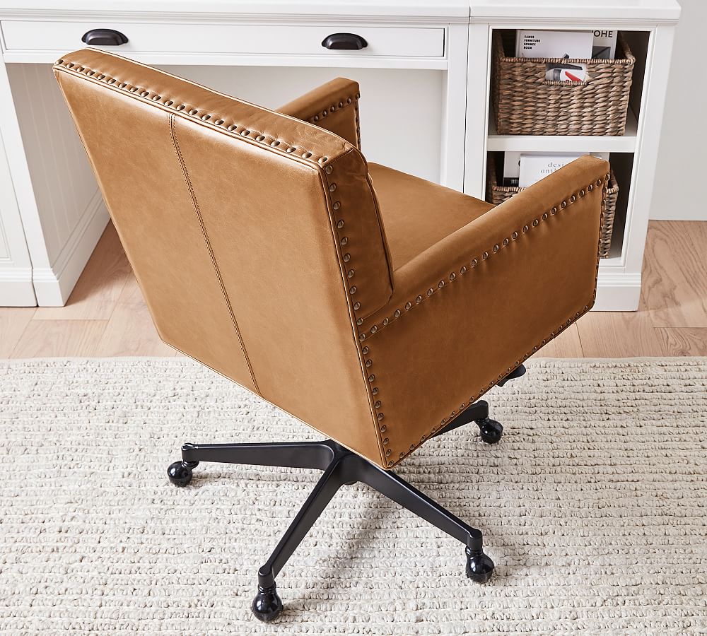 Tyler Leather Swivel Desk Chair | Pottery Barn