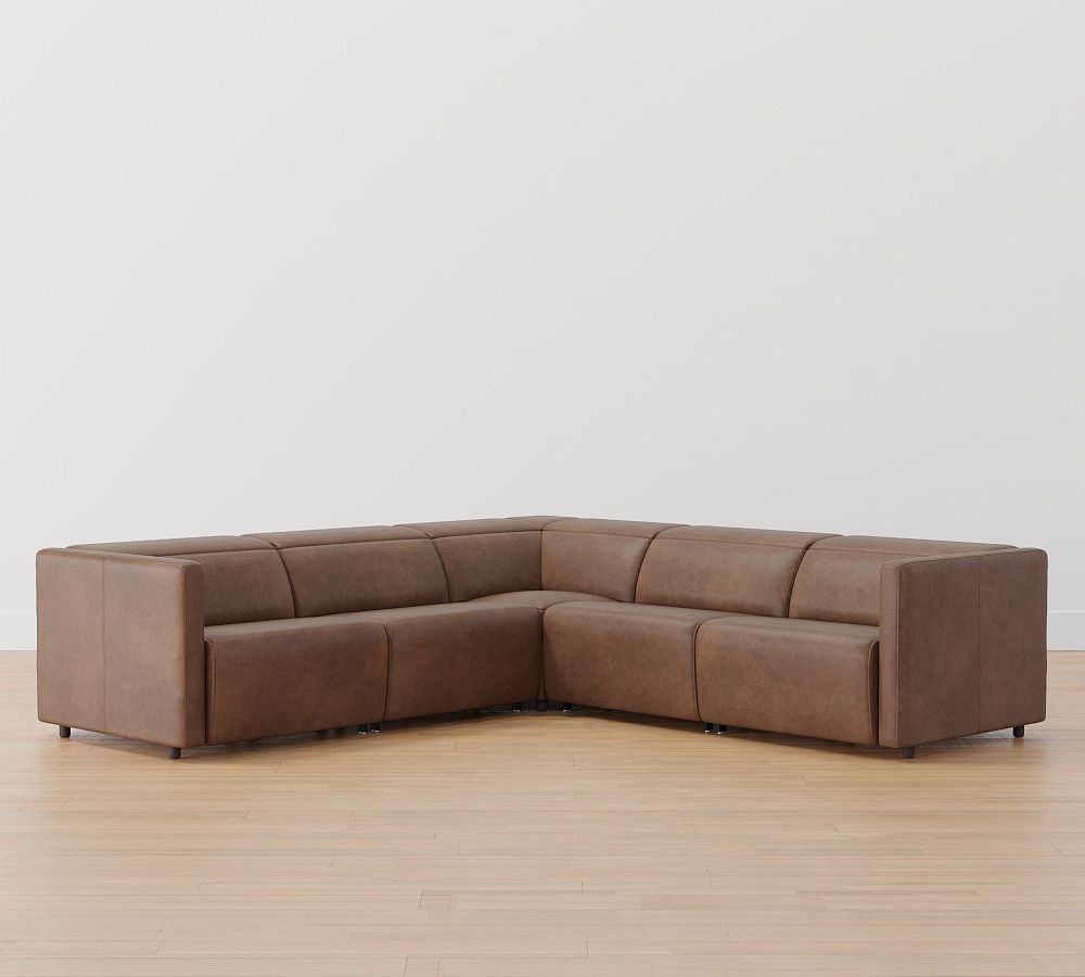 Tucker Leather Power Reclining L-Sectional | Pottery Barn
