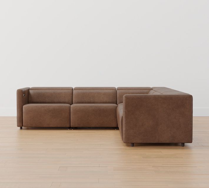 Tucker Leather Power Reclining L-Shaped Sectional (108") | Pottery Barn
