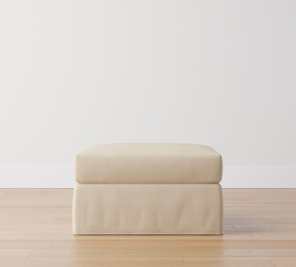 Carmel Slipcovered Ottoman | Pottery Barn