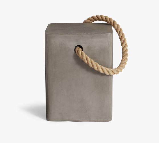 Coastal Concrete & Rope Outdoor Side Table | Pottery Barn