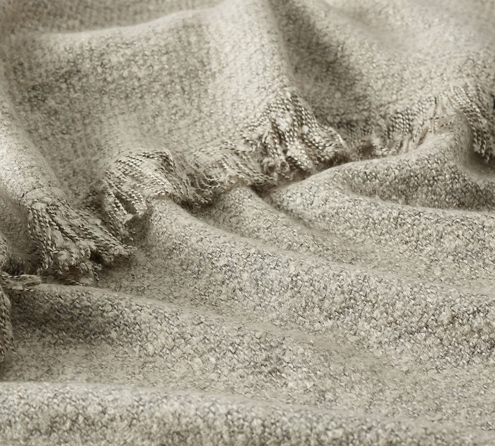 Heathered Boucle Fringe Throw Blanket | Pottery Barn