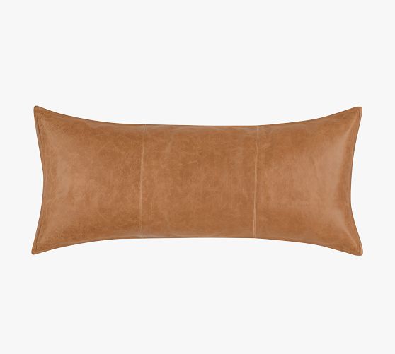 Gaona Leather Long Lumbar Pillow | Pottery Barn