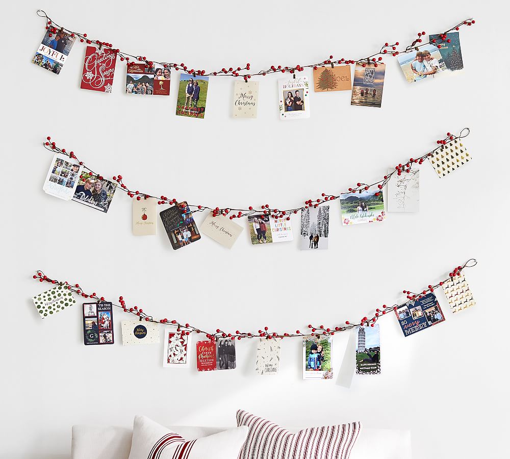 Berry Garland Christmas Card Holder | Pottery Barn