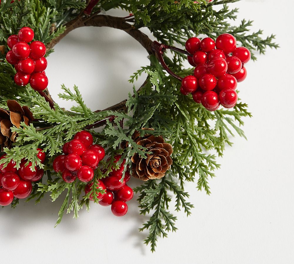 Pine and Berries Botanical Napkin Rings - Set of 4 | Pottery Barn