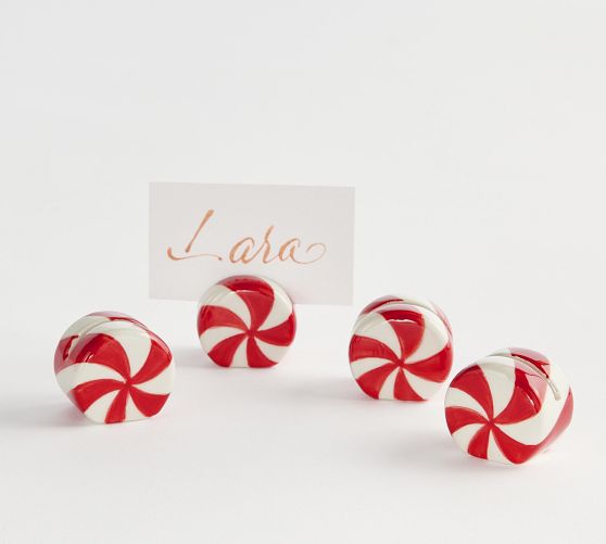 Figural Peppermint Place Card Holders - Set of 4 | Pottery Barn