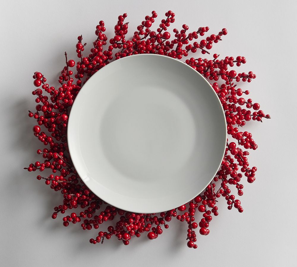Red Berry Wreath Chargers | Pottery Barn