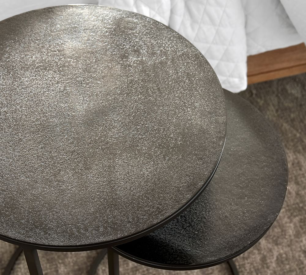 Duke Round Metal Nesting Nightstand | Pottery Barn