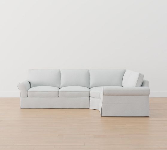 PB Comfort Roll Arm Slipcovered 3-Piece Wedge Sectional (116 ...