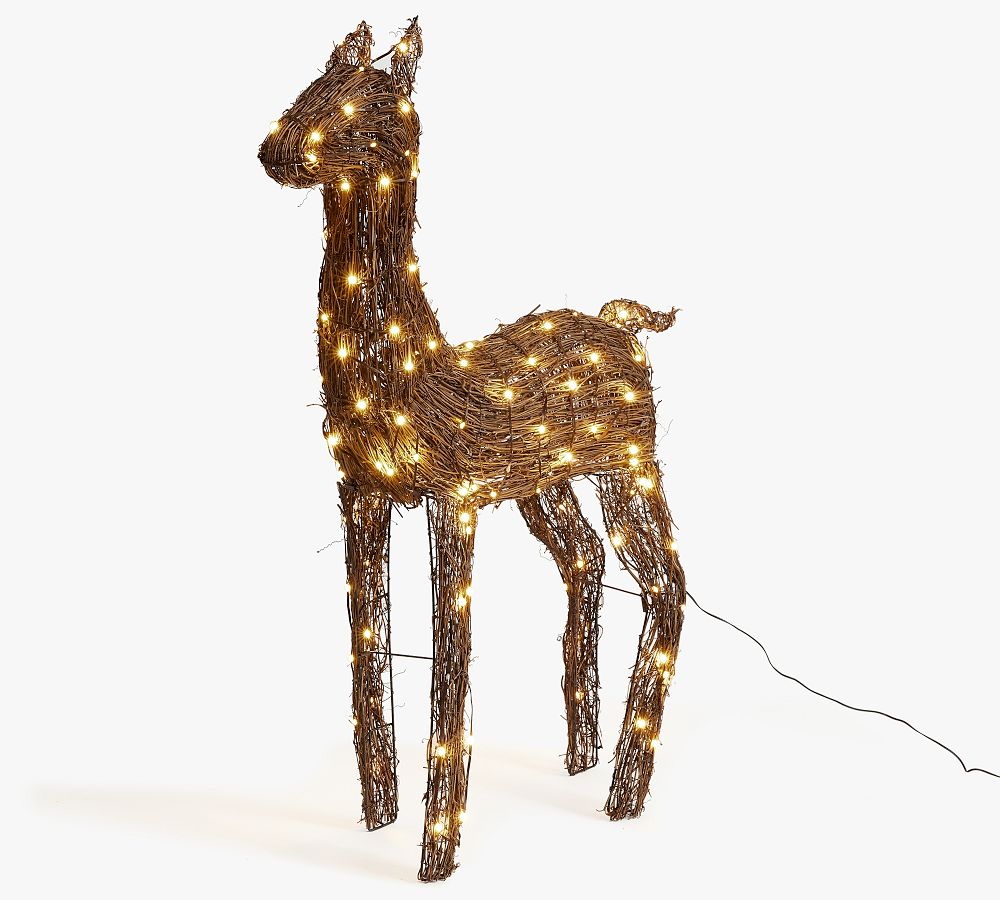Lit Twinkle Rattan Deer - Brown | Pottery Barn