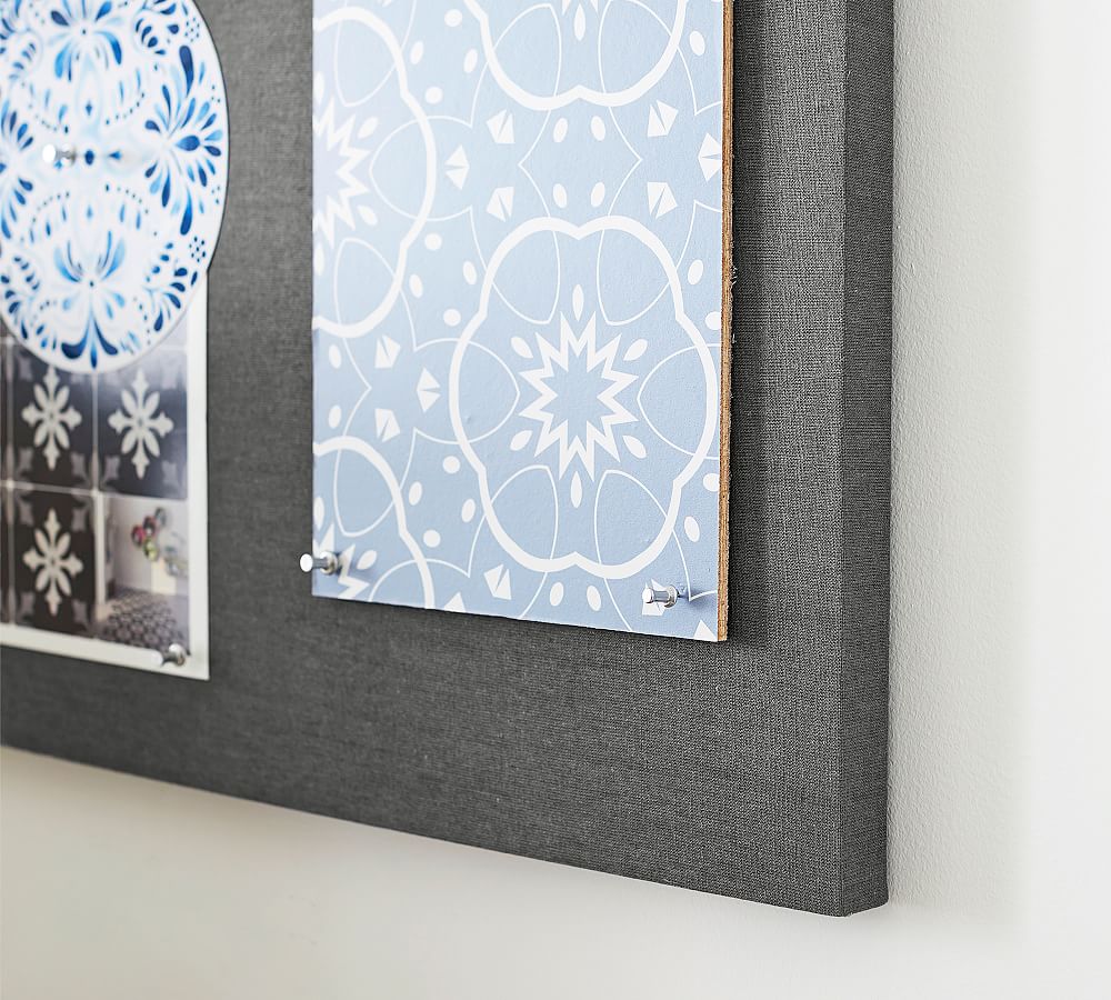 Linen Home Office Pinboard - Charcoal | Pottery Barn