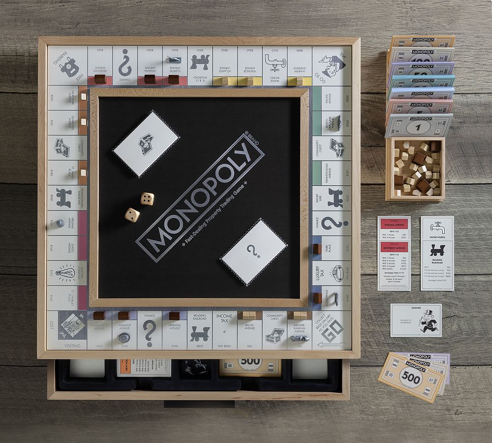 Wooden Monopoly Board Game - Maple Luxury Edition | Pottery Barn