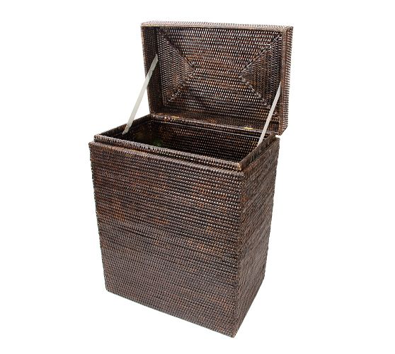 Tava Handwoven Rattan Rectangular Hinged Hamper | Pottery Barn