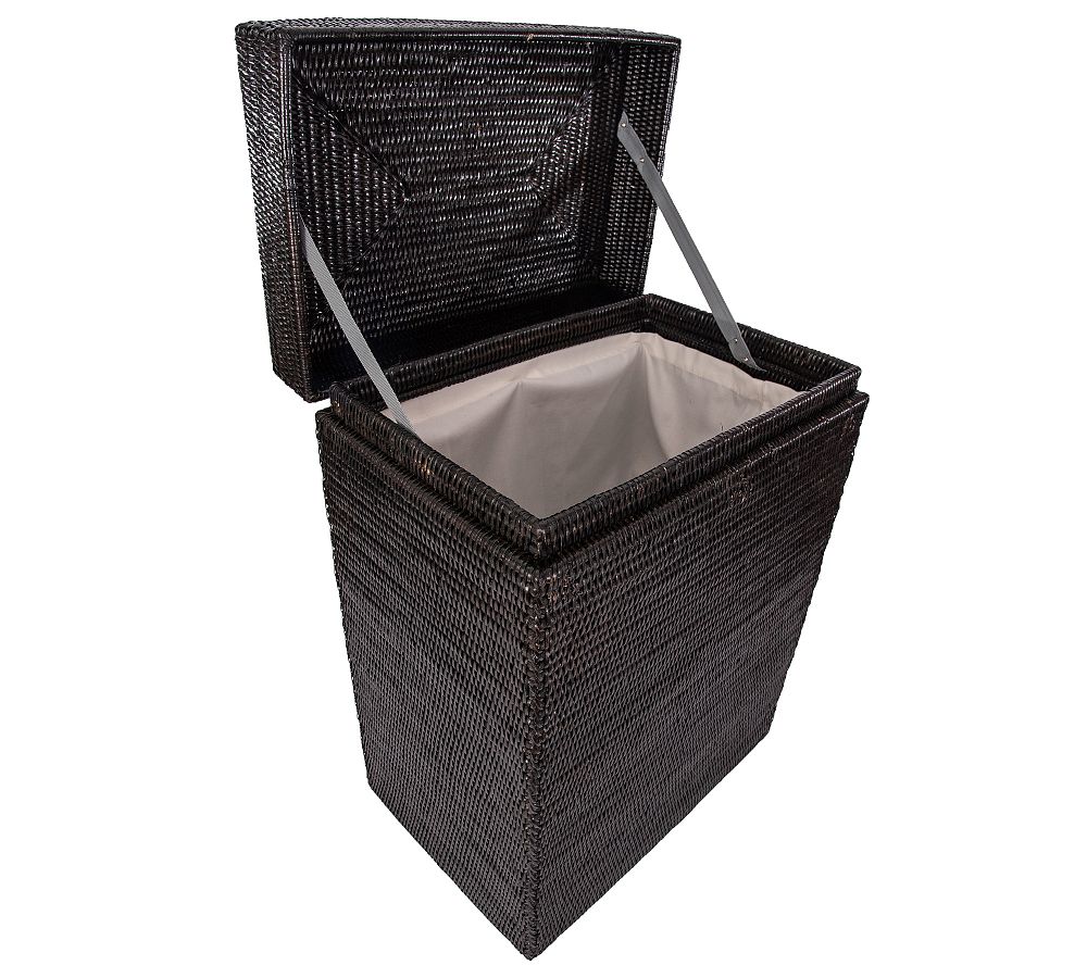 Tava Handwoven Rattan Rectangular Hinged Hamper | Pottery Barn