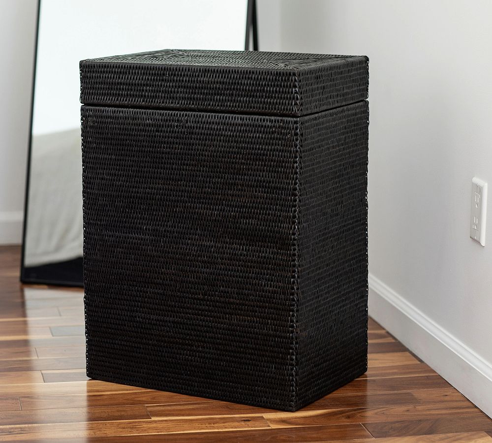 Tava Handwoven Rattan Rectangular Hinged Hamper | Pottery Barn