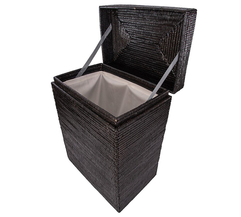 Tava Handwoven Rattan Rectangular Hinged Hamper | Pottery Barn