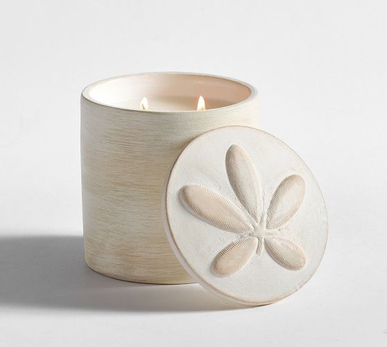 Sand Dollar Ceramic Candle - Bergamot Oakmoss | Pottery Barn