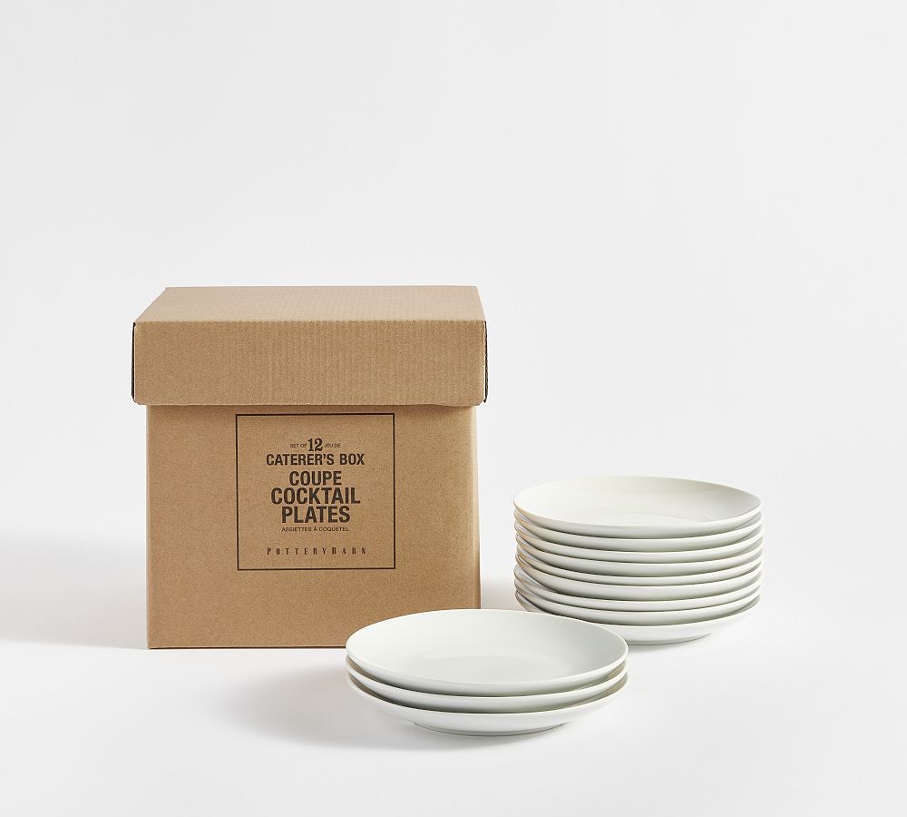 Caterer's Box Coupe Porcelain Cocktail Plates - Set of 12 | Pottery Barn