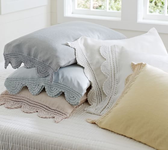 Crochet Trimmed Standard Sham | Pottery Barn