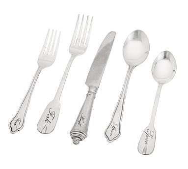 Antique Silver Sentiment Flatware Sets | Pottery Barn