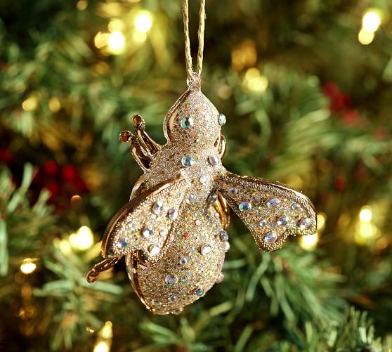 Glitter Bumble Bee Christmas Ornament | Pottery Barn