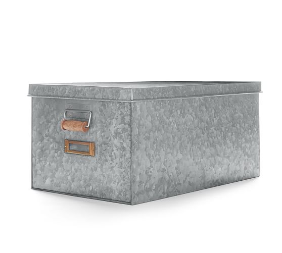 Galvanized Large Lidded Storage | Pottery Barn