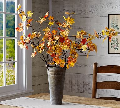 Faux Mini Maple Leaf Branch | Artificial Flowers | Pottery Barn